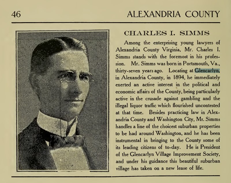 Charles I. Simms 1870-1920 - Glencarlyn
